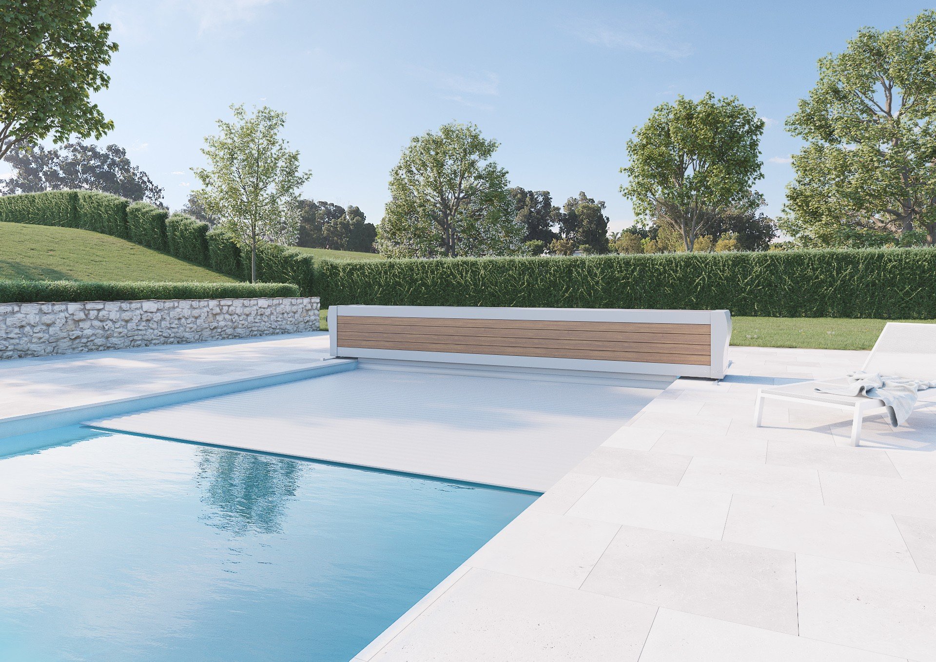 Enrouleur de Couverture de Piscine Banc design | SOFATEC